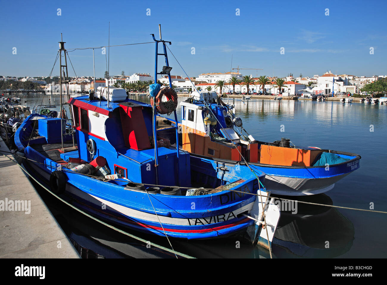 fishing boat on the Rio Gilao Tavira Algarve Portugal Stock Photo - Alamy