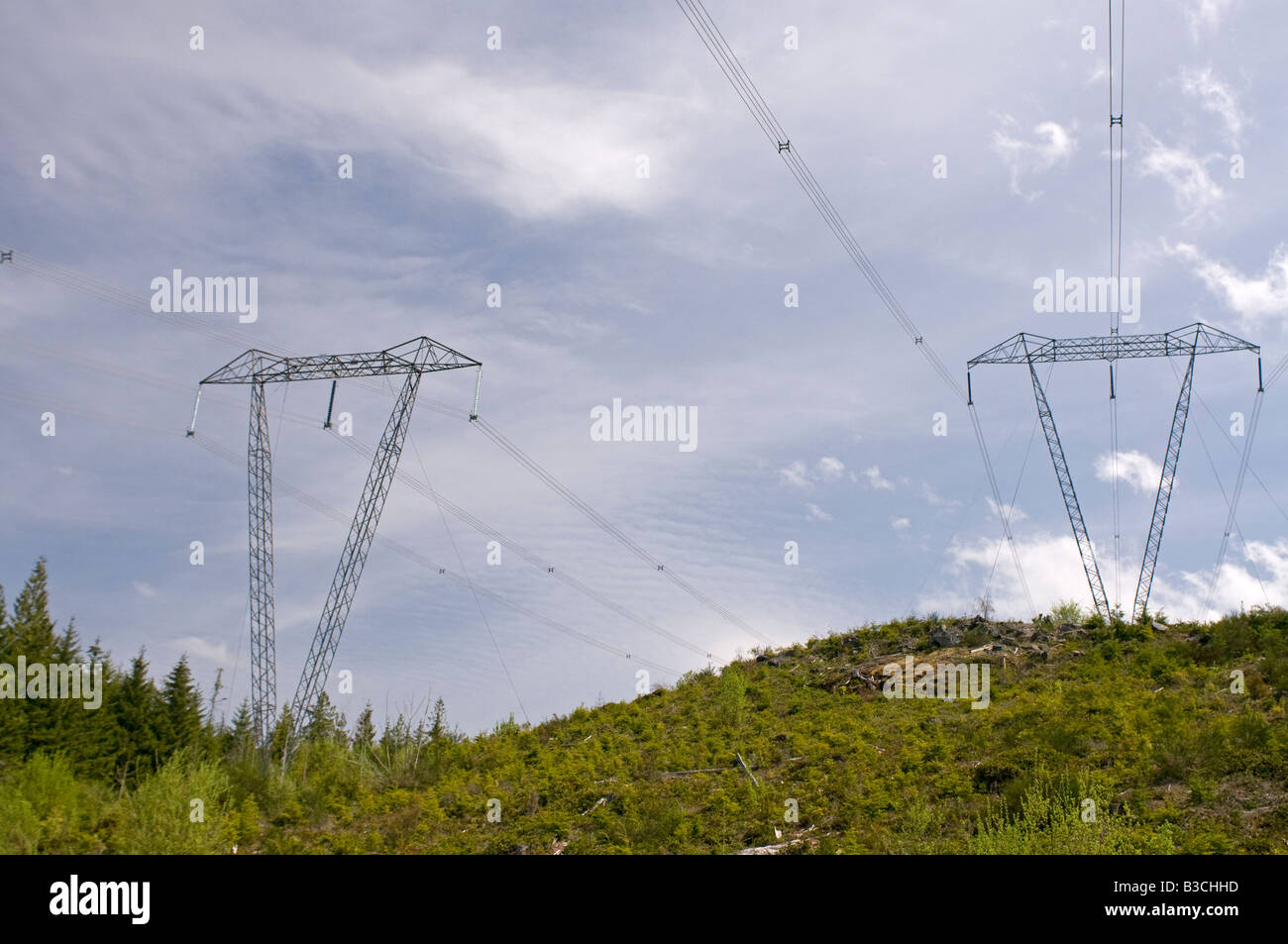 Canadian over head hydro power transmission lines crossing Vancouver ...