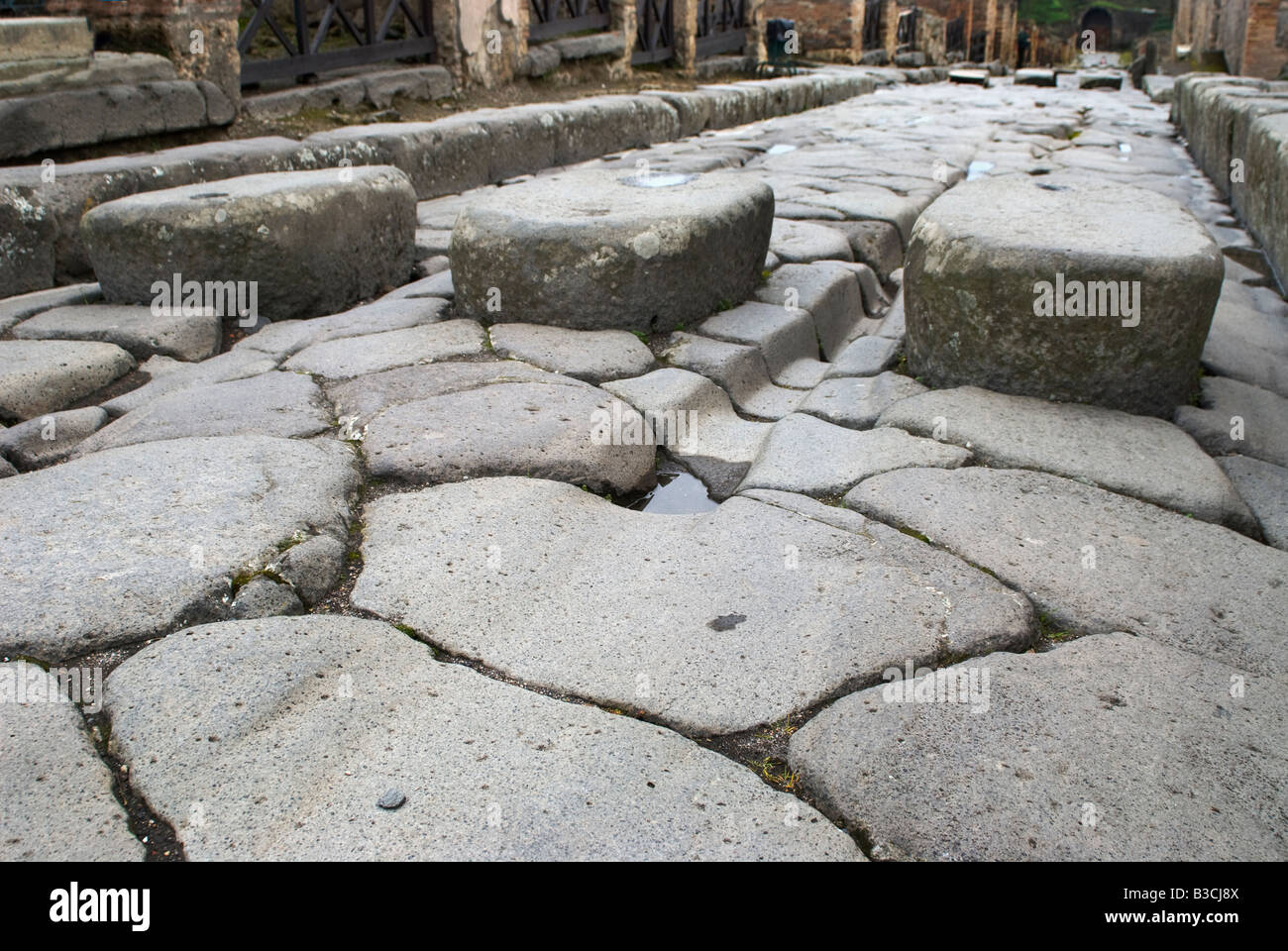 Ancient Paved Road With Carriage Wheel Ruts. Pompeii Italy Stock Photo ...