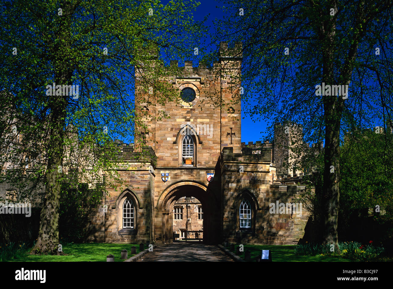 A summer view of the entrance to the gatehouse at Durham Castle, Durham ...