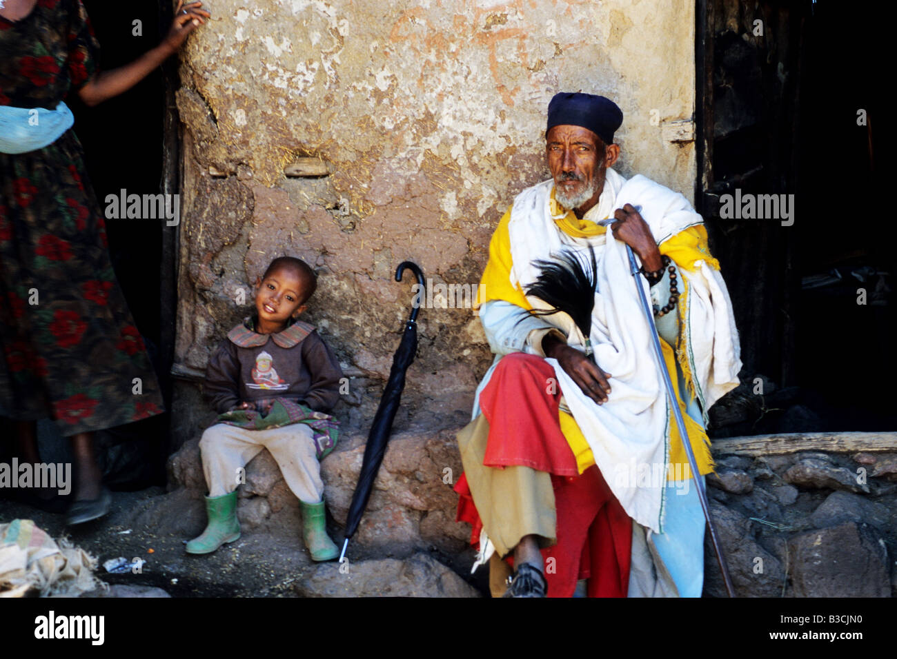 Pilgrims visit the holy churches of Lalibela in North Ethiopia Stock ...