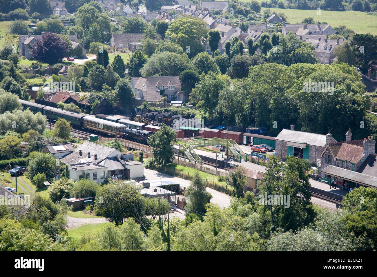 the station at Corfe Castle Dorset with a steam train from the Swanage ...