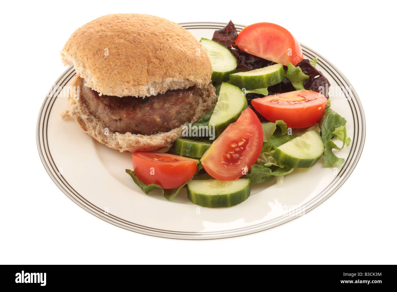 Burger and Salad Stock Photo - Alamy