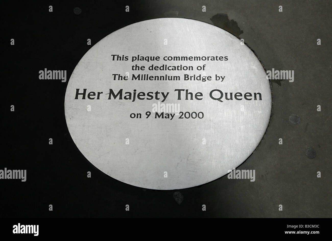 Plaque commemorating dedication of Millennium Bridge in London by Queen ...