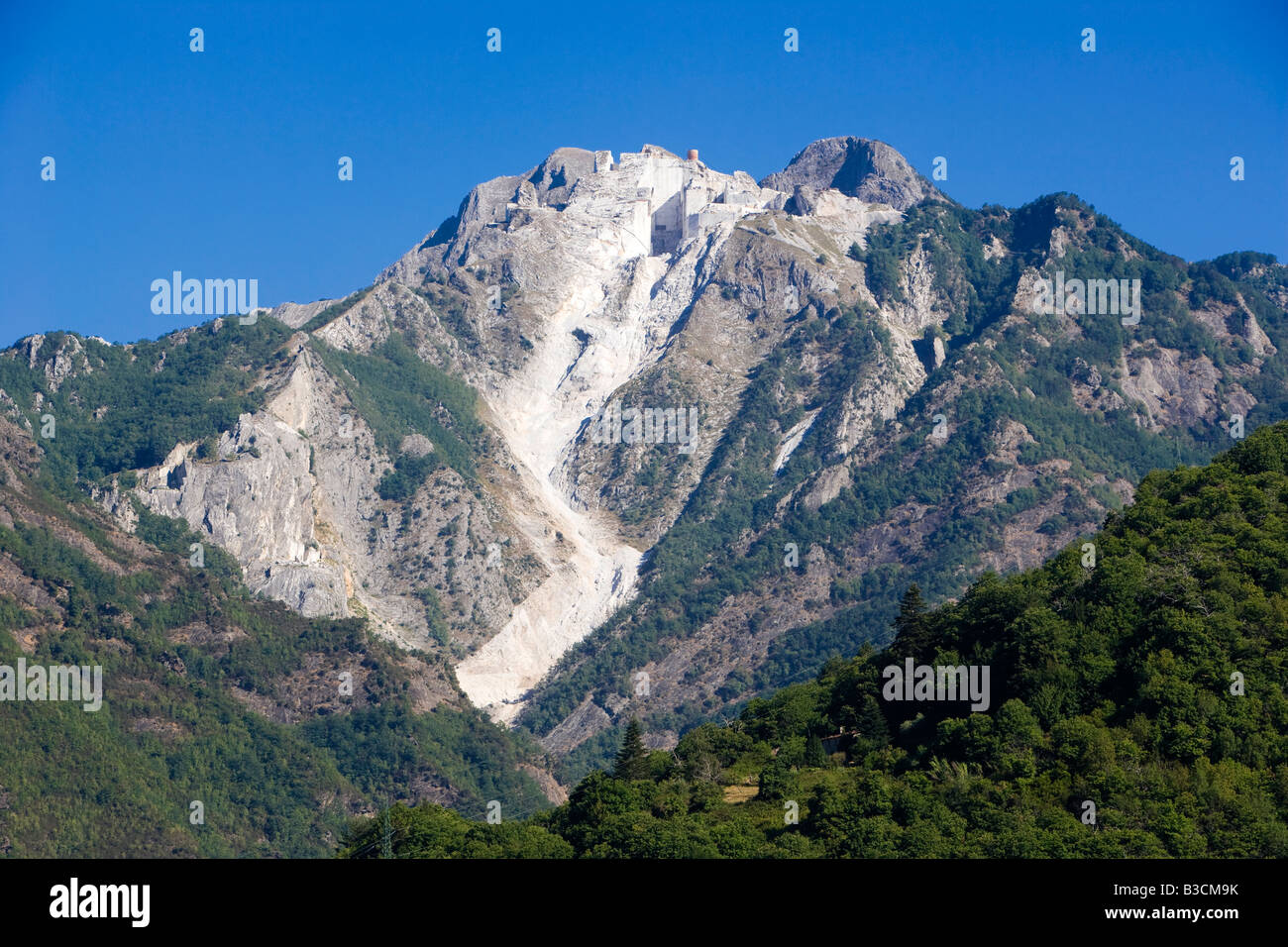 The Apuan Alps and marble quarry Garfagnana Tuscany Italy Stock Photo ...