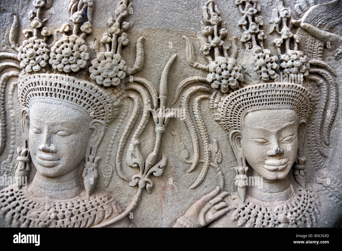 Apsara carved on the wall of Angkor Wat cambodia Stock Photo - Alamy
