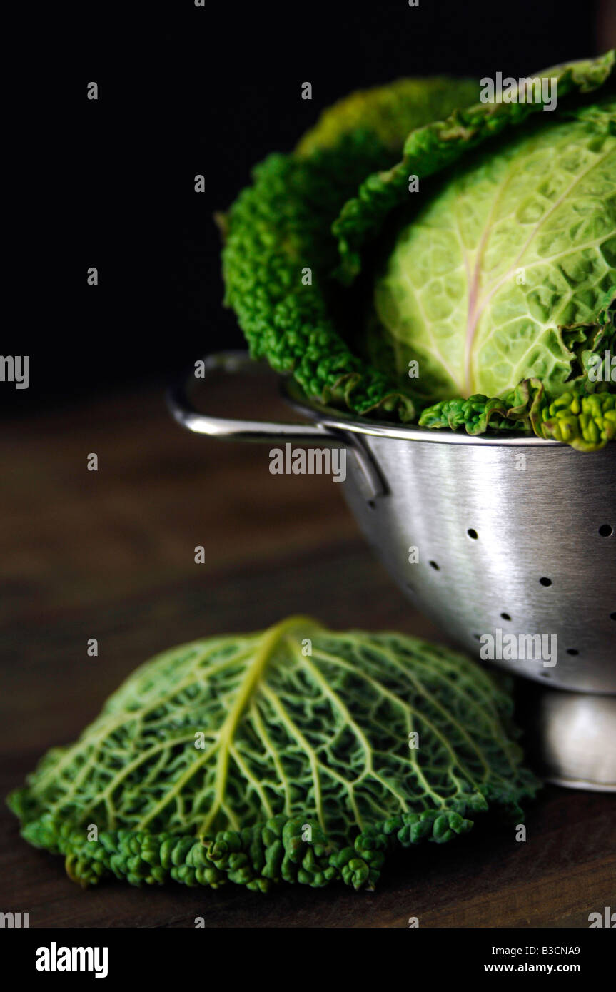 Savoy cabbage in strainer, close-up Stock Photo - Alamy