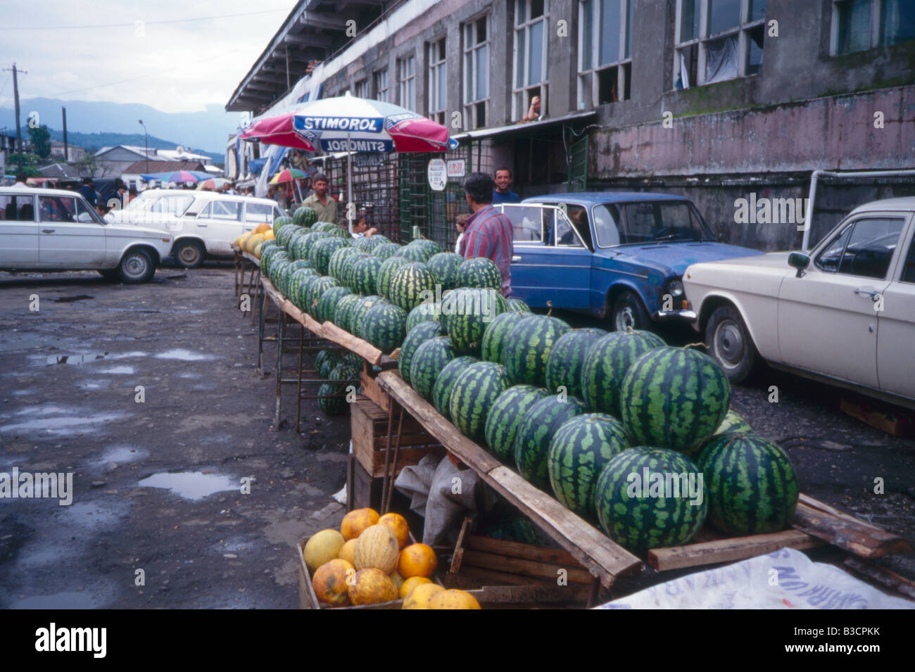 Watermelon stall in street, Gori, Georgia Stock Photo - Alamy
