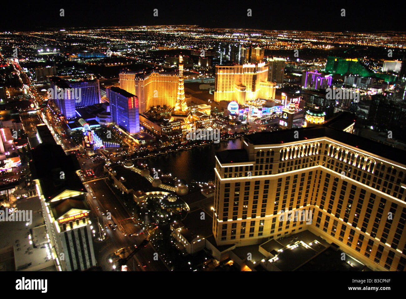 Las Vegas skyline casinos and hotels at night Stock Photo - Alamy