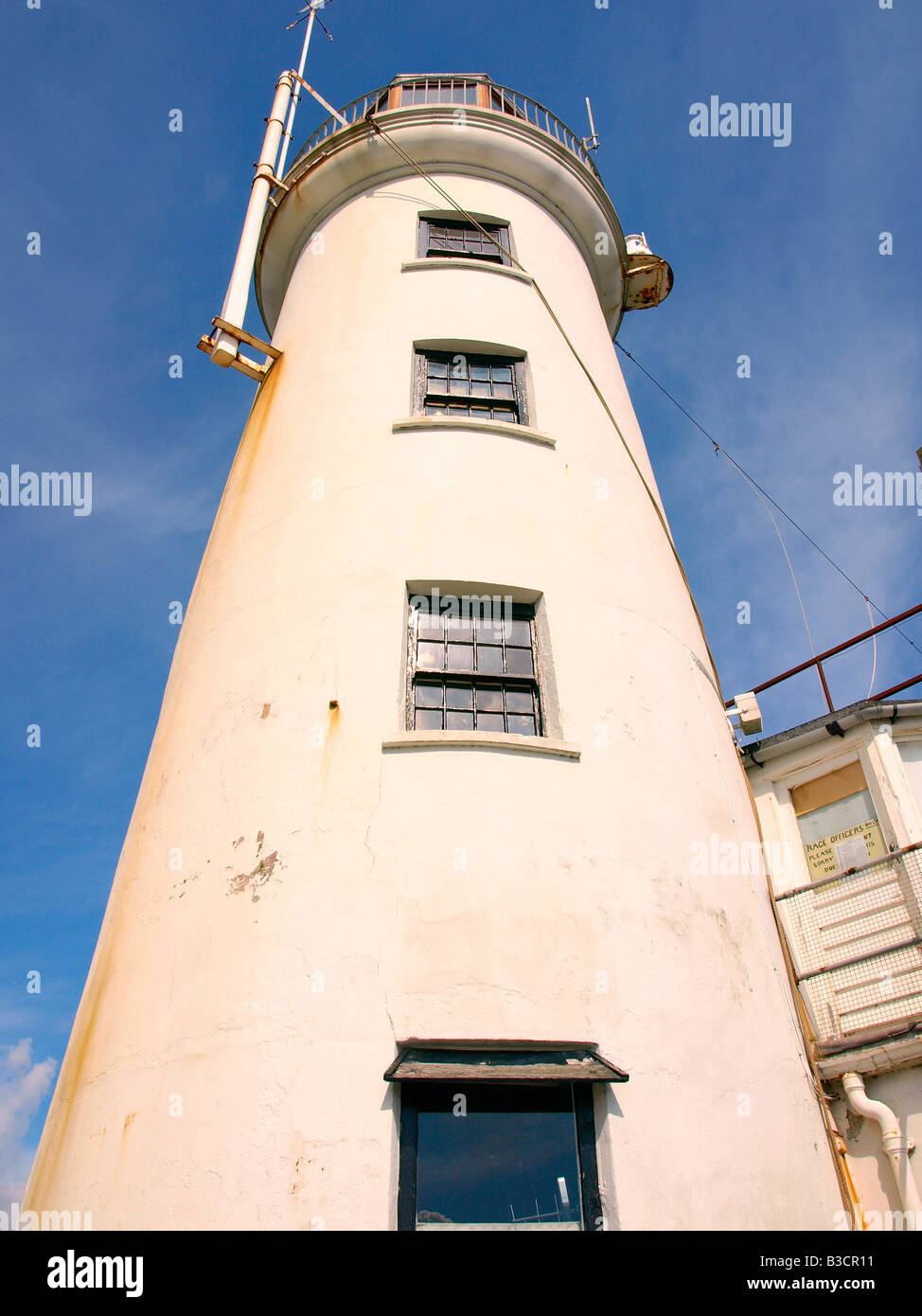 The lighthouse at the entrance to the harbour at Scarborough,North ...