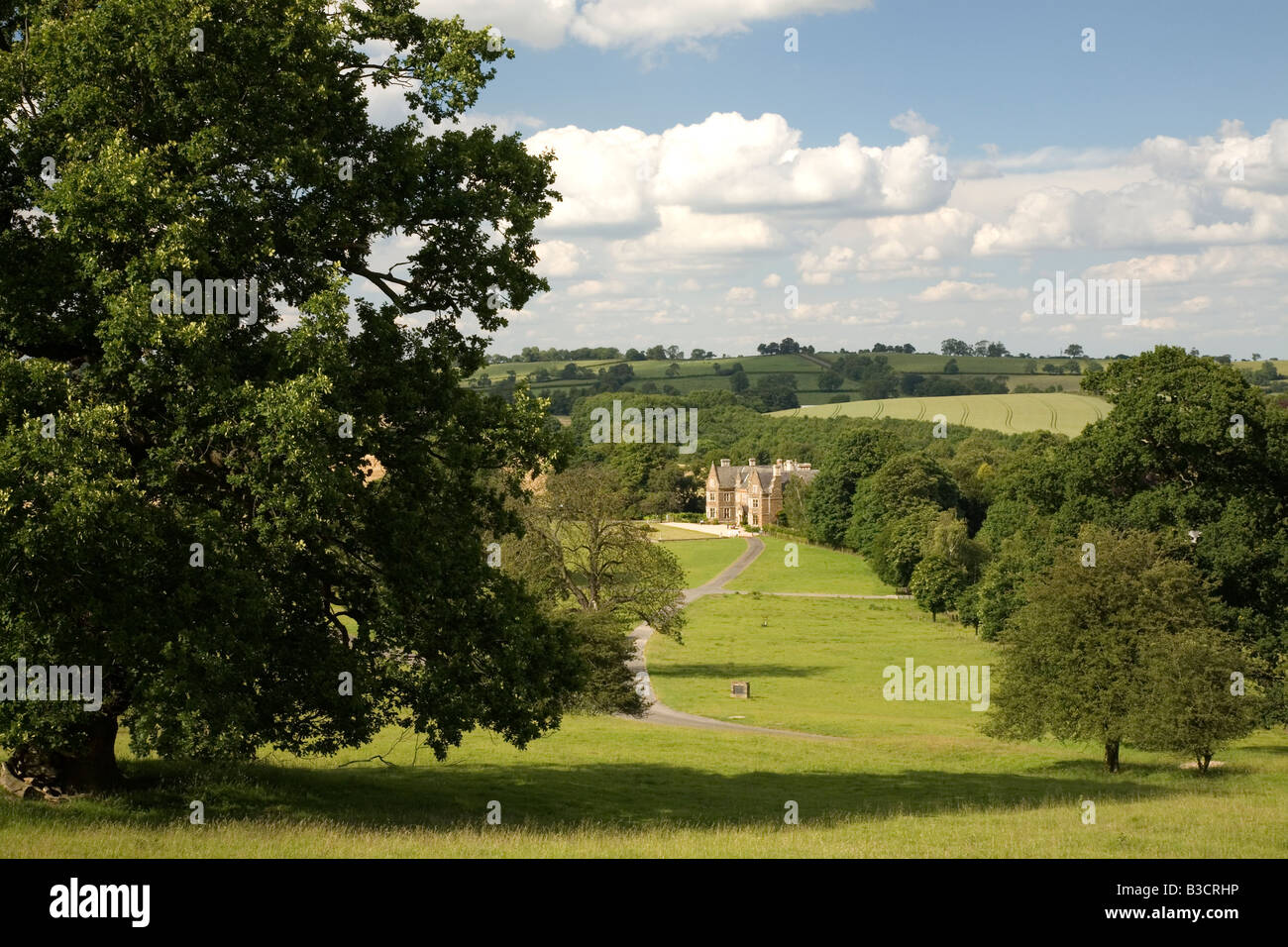 Launde abbey and park with Leicestershire countryside in the background ...