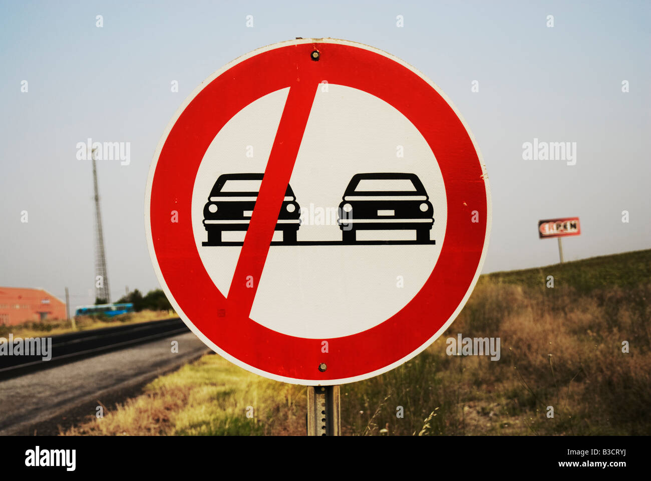 No overtaking road sign hi-res stock photography and images - Alamy