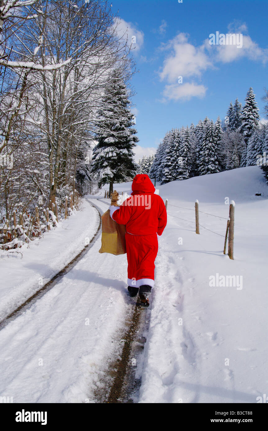 Santa Claus Father Christmas in a beautiful winter landscape Stock ...