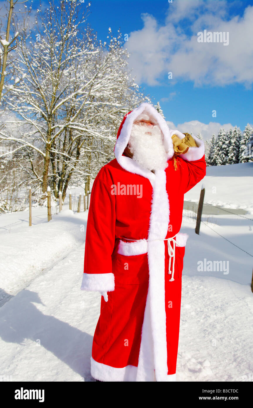 Santa Claus Father Christmas in a beautiful winter landscape Stock ...