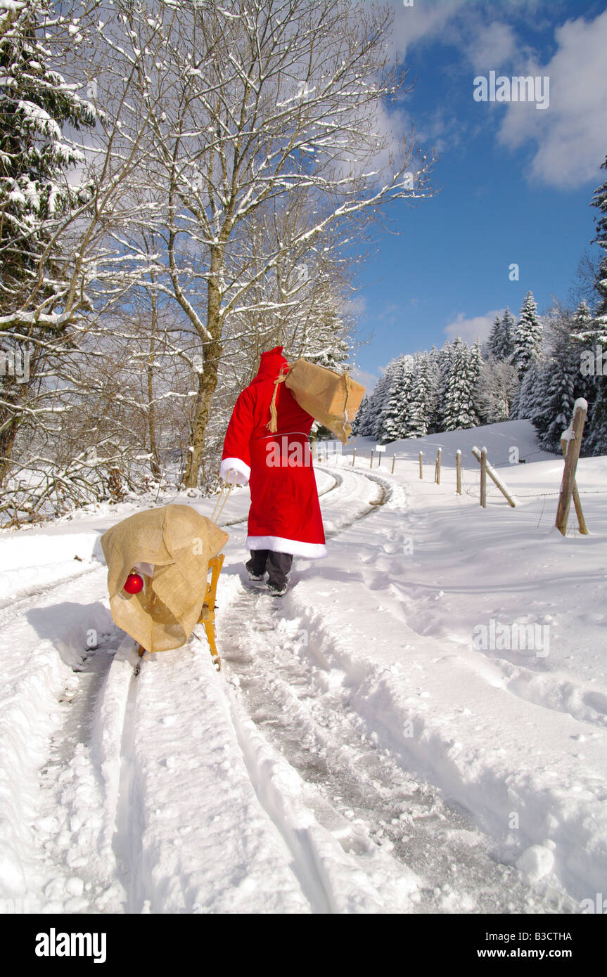 Santa Claus Father Christmas in a beautiful winter landscape Stock ...