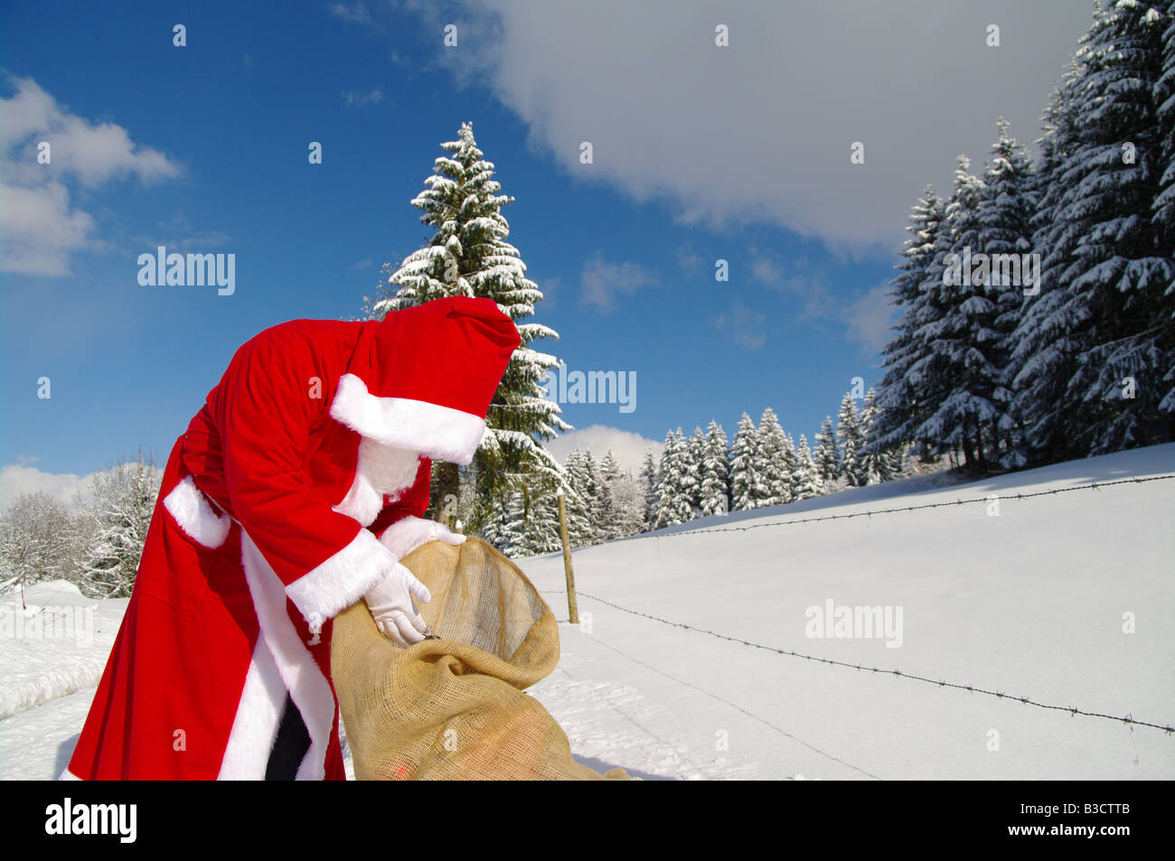 Santa Claus Father Christmas in a beautiful winter landscape Stock ...