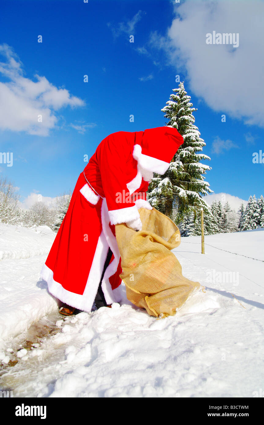 Santa Claus Father Christmas in a beautiful winter landscape Stock ...
