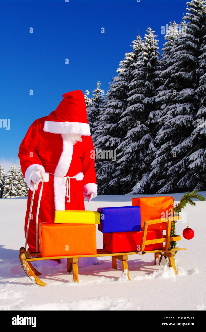 Santa Claus Father Christmas in a beautiful winter landscape Stock ...