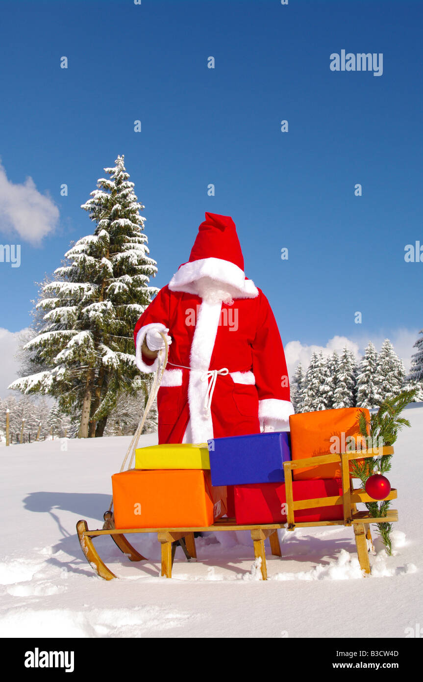 Santa Claus Father Christmas in a beautiful winter landscape Stock ...