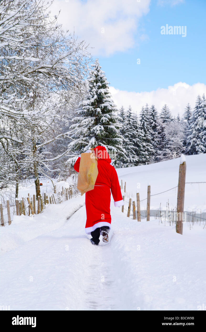 Santa Claus Father Christmas in a beautiful winter landscape Stock ...