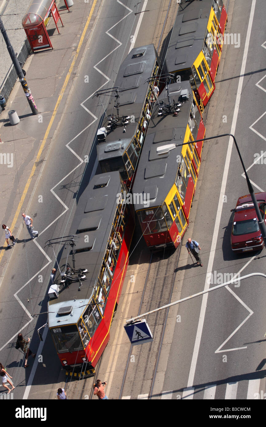 Warsaw Poland public transport tram network system aerial view Stock ...