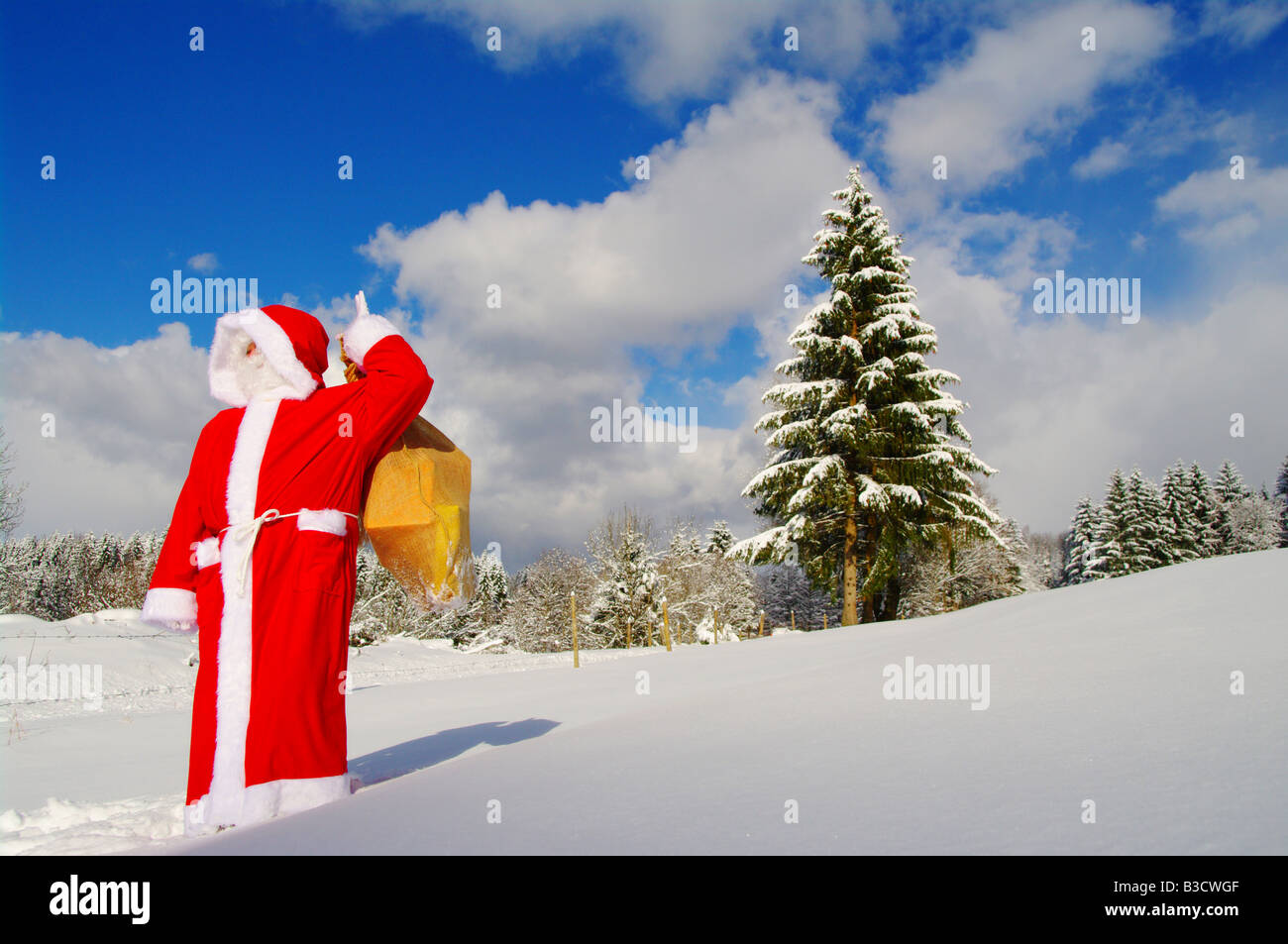 Santa Claus Father Christmas in a beautiful winter landscape Stock ...