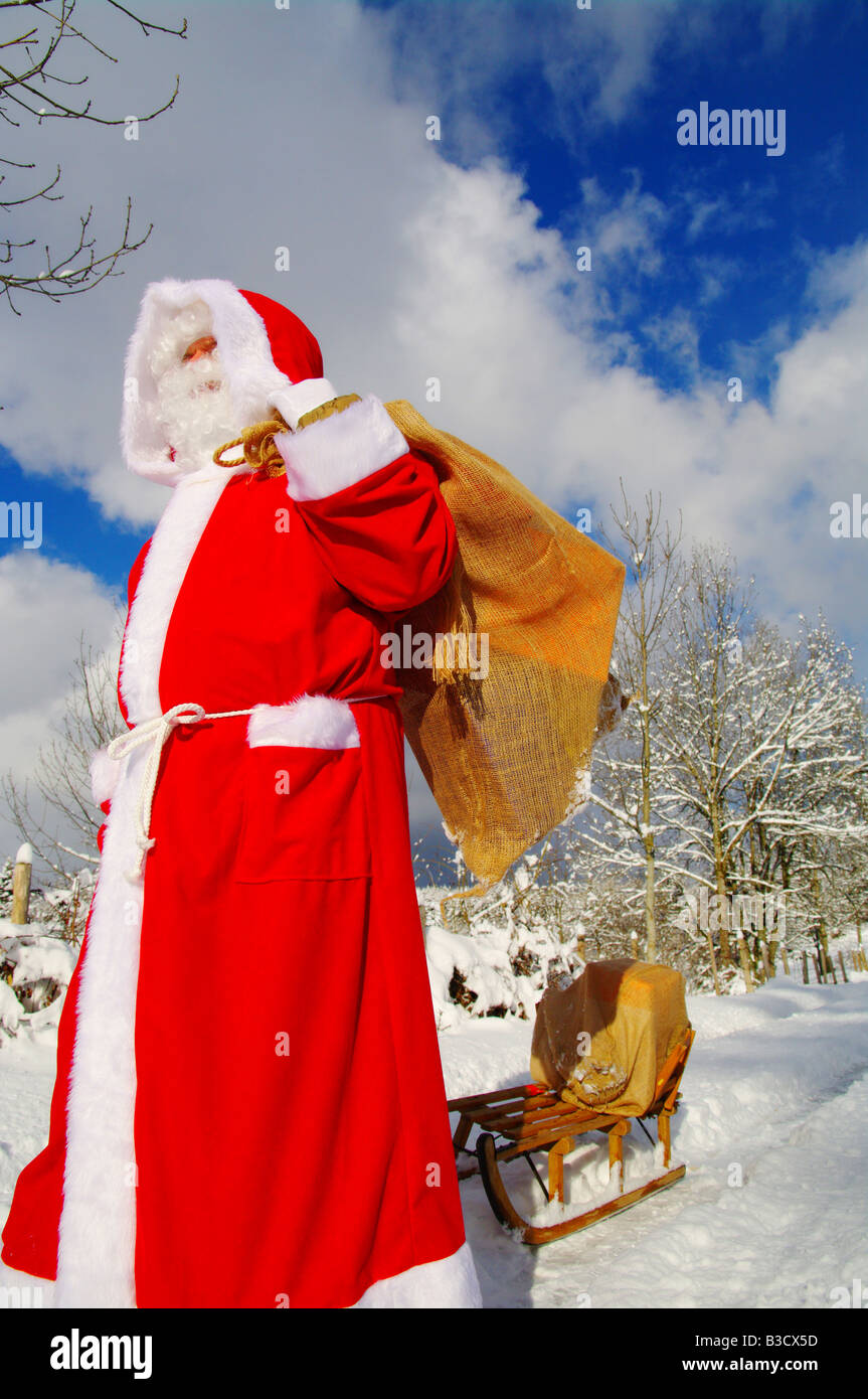 Santa Claus Father Christmas in a beautiful winter landscape Stock ...