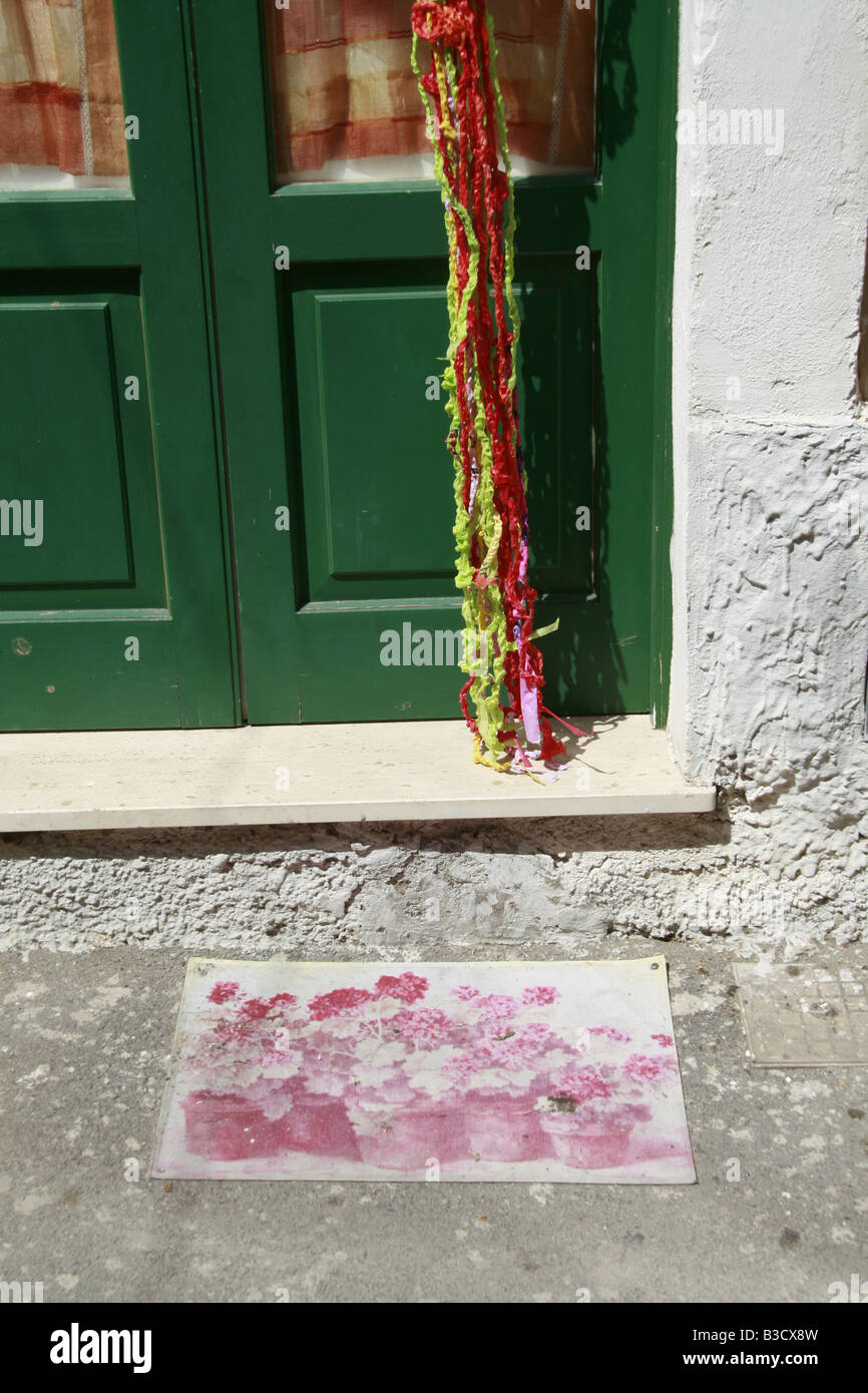 plastic strands curtains by door window in summer Stock Photo - Alamy