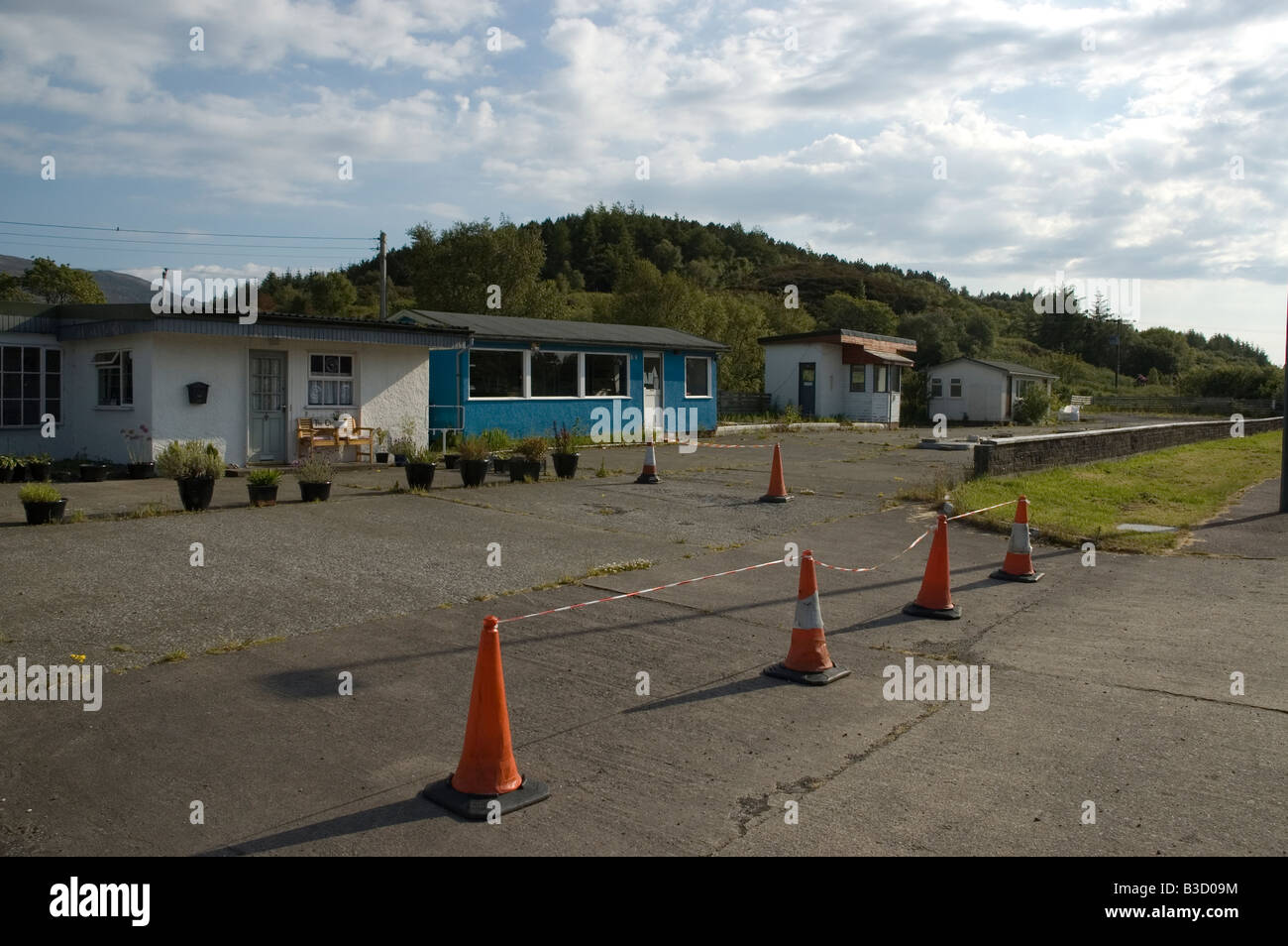 Skye landscape with buildings and traffic cones Stock Photo - Alamy