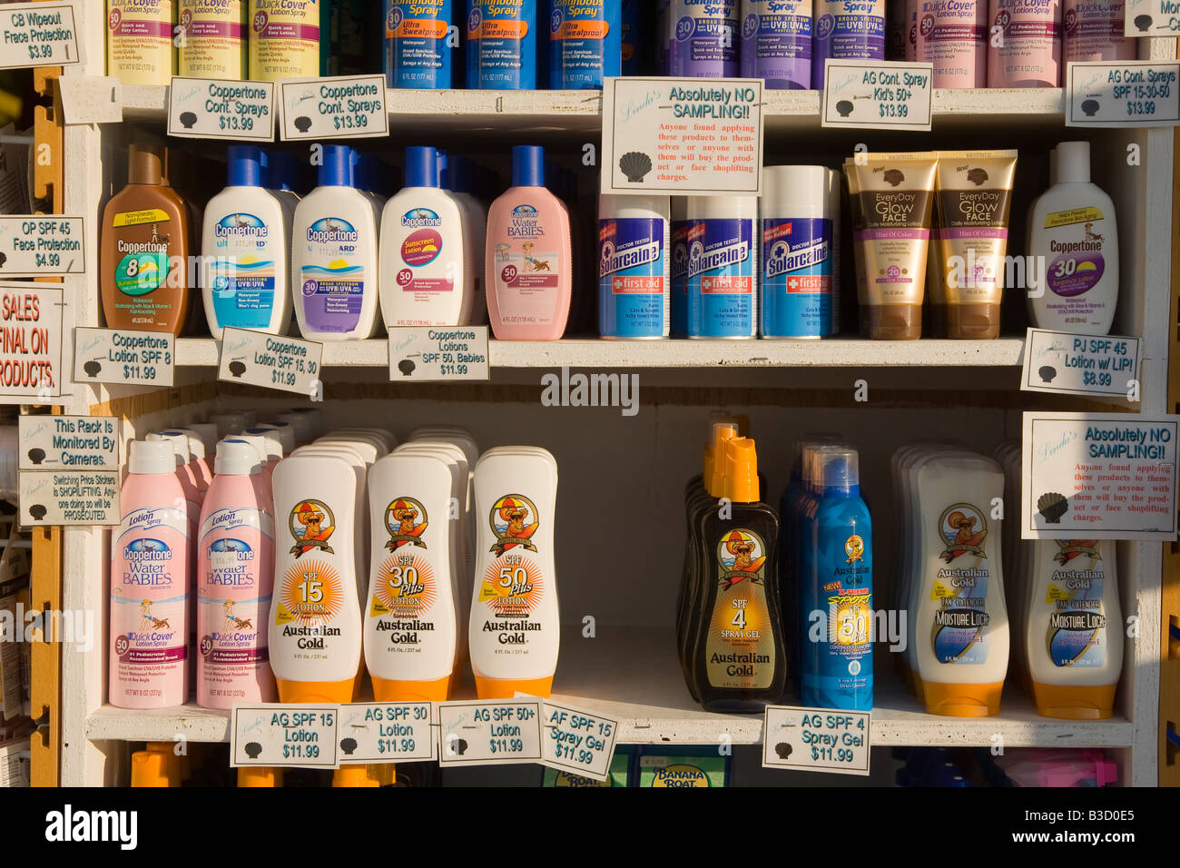 Variety of sunscreen products Stock Photo - Alamy