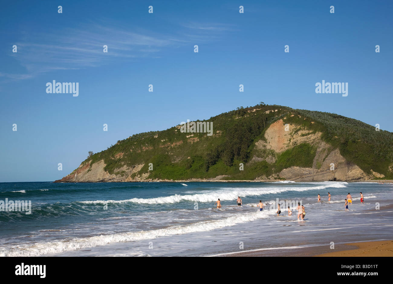 General view of the beach at Playa De Rodiles near Villaviciosa in ...