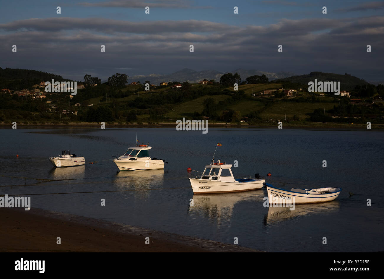 General view of the beach lagoon at Playa De Rodiles near Villaviciosa ...