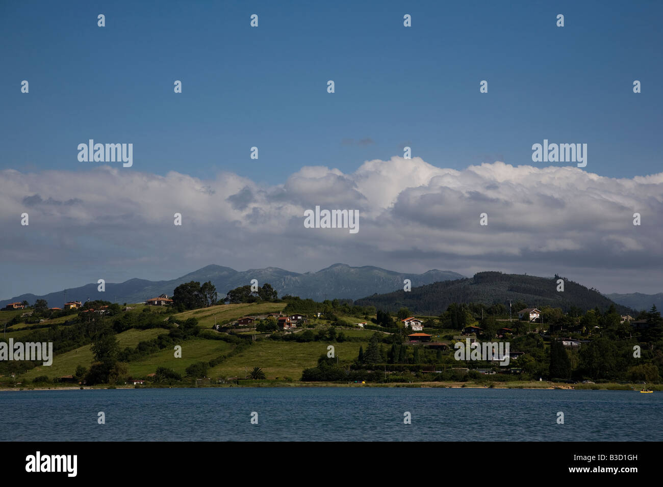 General view of the beach lagoon at Playa De Rodiles near Villaviciosa ...