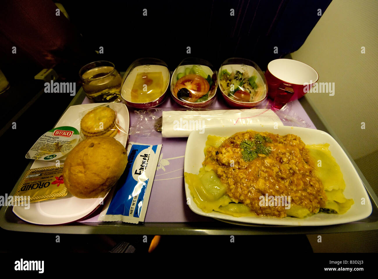 Airline food on a flight Stock Photo - Alamy