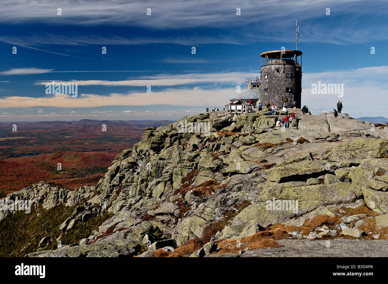 View of Hikers and Whiteface Castle on the Peak of Whiteface Mountain ...