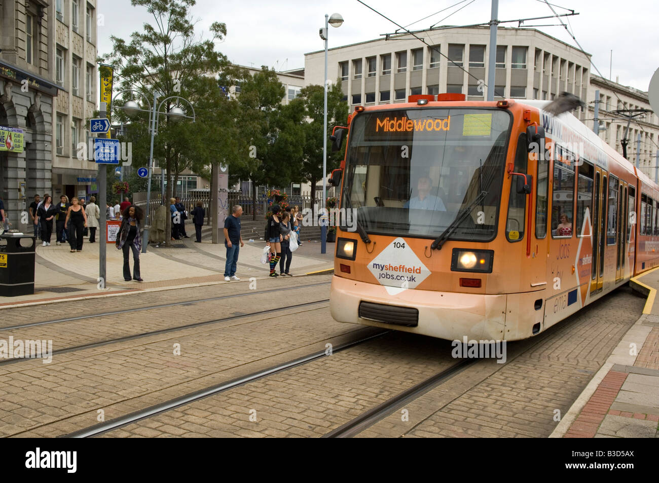 Tram in Sheffield City Centre Stock Photo - Alamy
