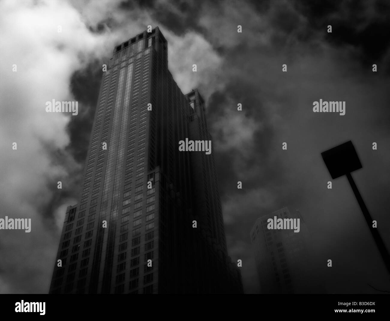 Foggy weather and skyscrapers at North of Magnificent Mile. Chicago ...