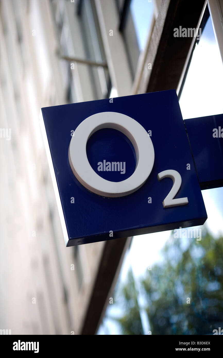 Exterior signage of an O2 mobile phone shop in Northampton United ...