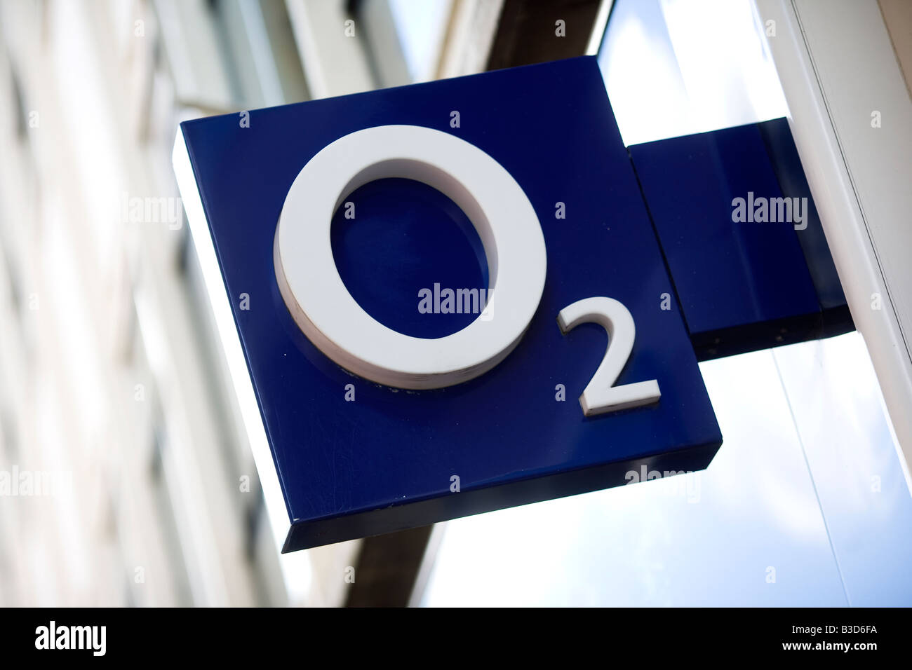 Exterior signage of an O2 mobile phone shop in Northampton United ...