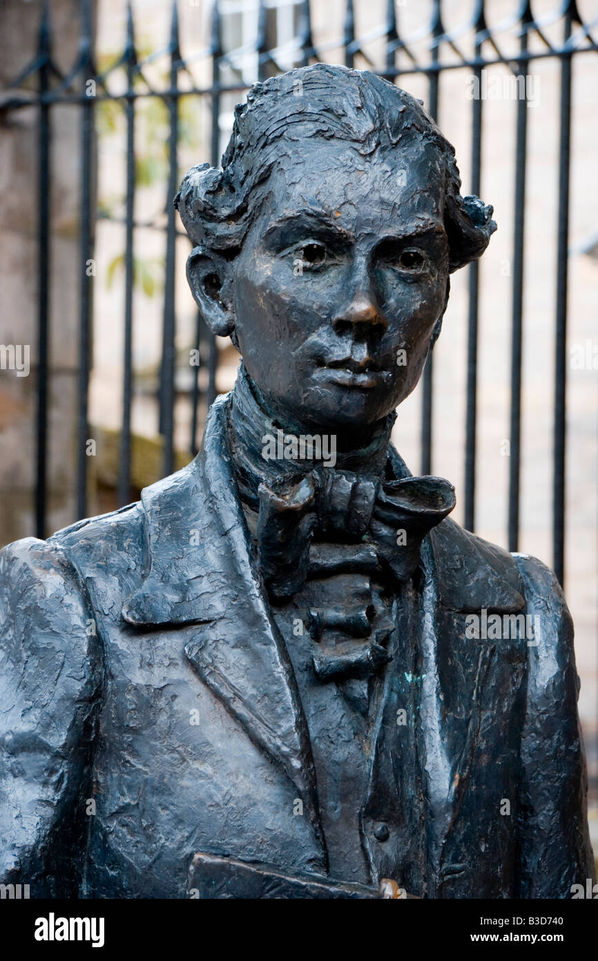The statue of Scots poet Robert Fergusson (1750 - 1774) on the Royal ...