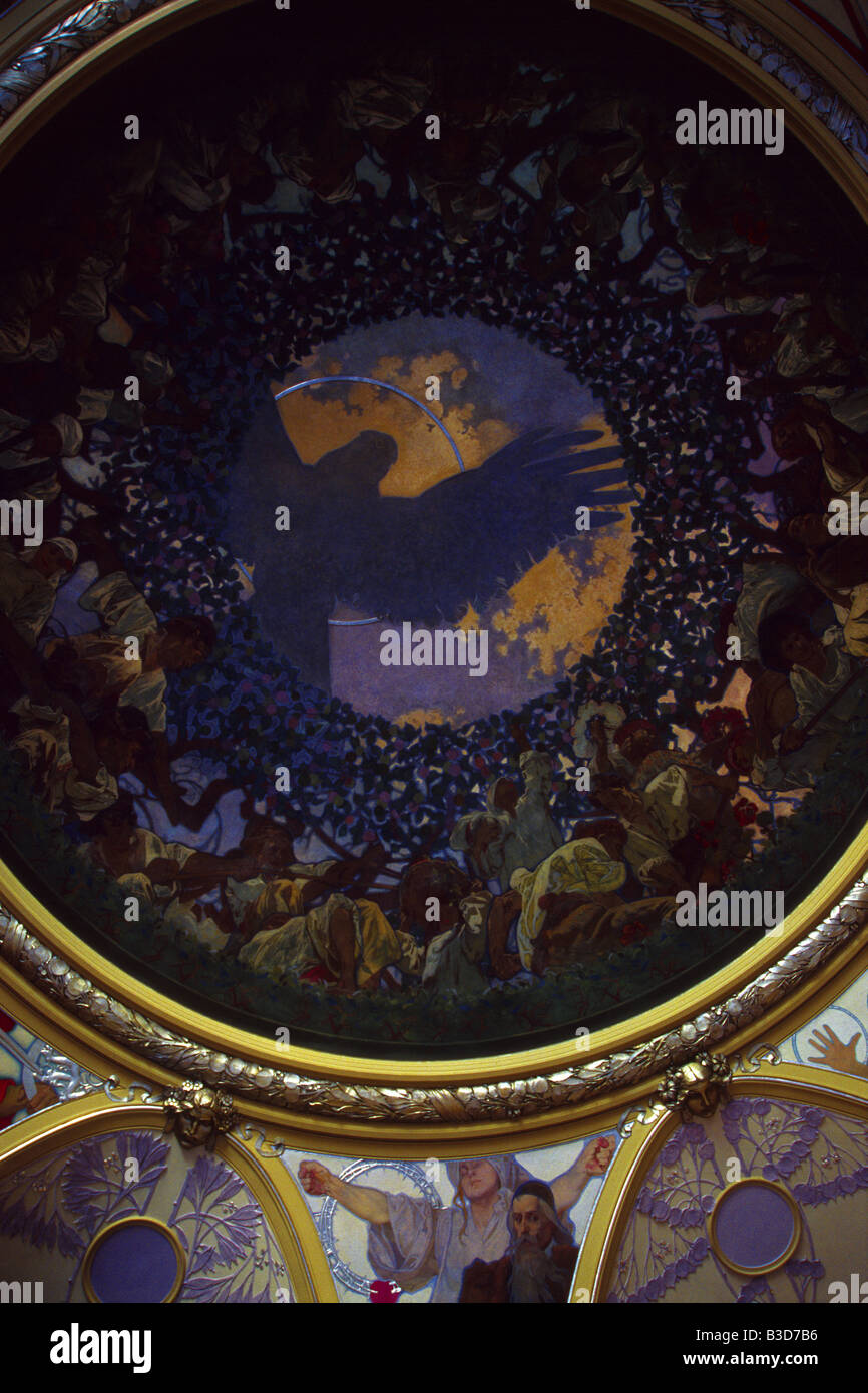 Ceiling fresco Slavic Concorde by Alfons Mucha in the Mayor Hall of the ...
