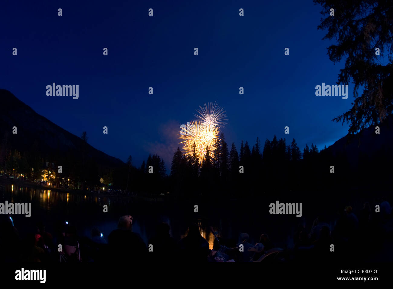 Fireworks on Canada Day in Banff Alberta Stock Photo - Alamy