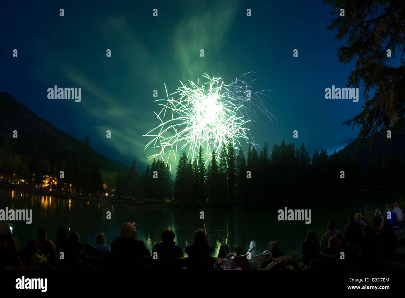 Fireworks on Canada Day in Banff Alberta Stock Photo - Alamy