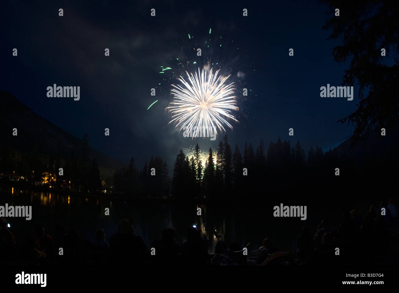 Fireworks on Canada Day in Banff Alberta Stock Photo - Alamy