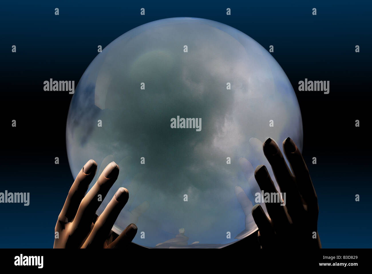 Hands holding a crystal ball Stock Photo - Alamy