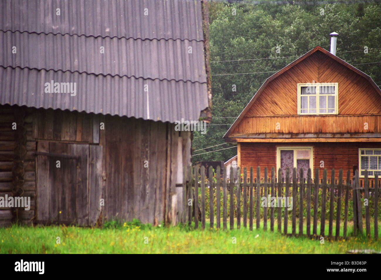 Wooden houses in a village in Russia Stock Photo - Alamy
