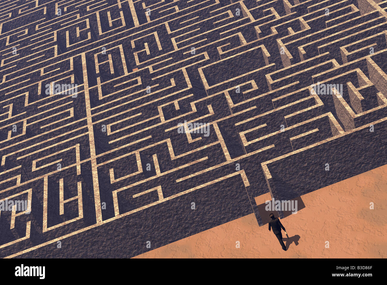 Businessman entering a maze Stock Photo - Alamy