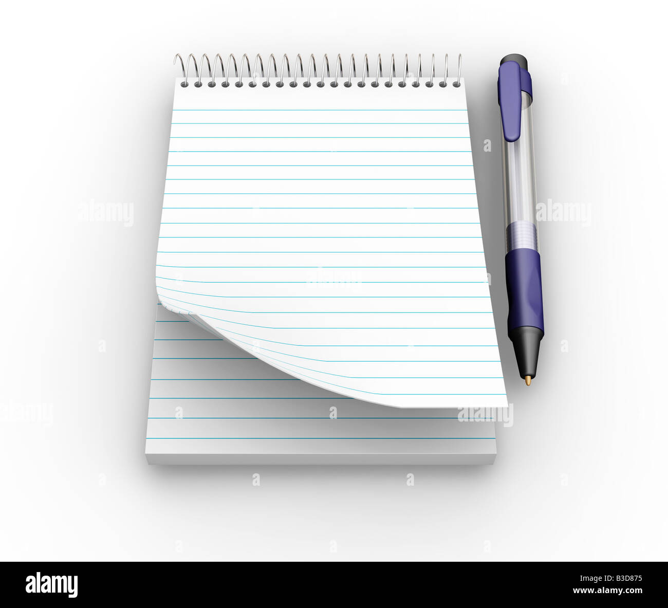 3D render of a notepad with a pen Stock Photo - Alamy