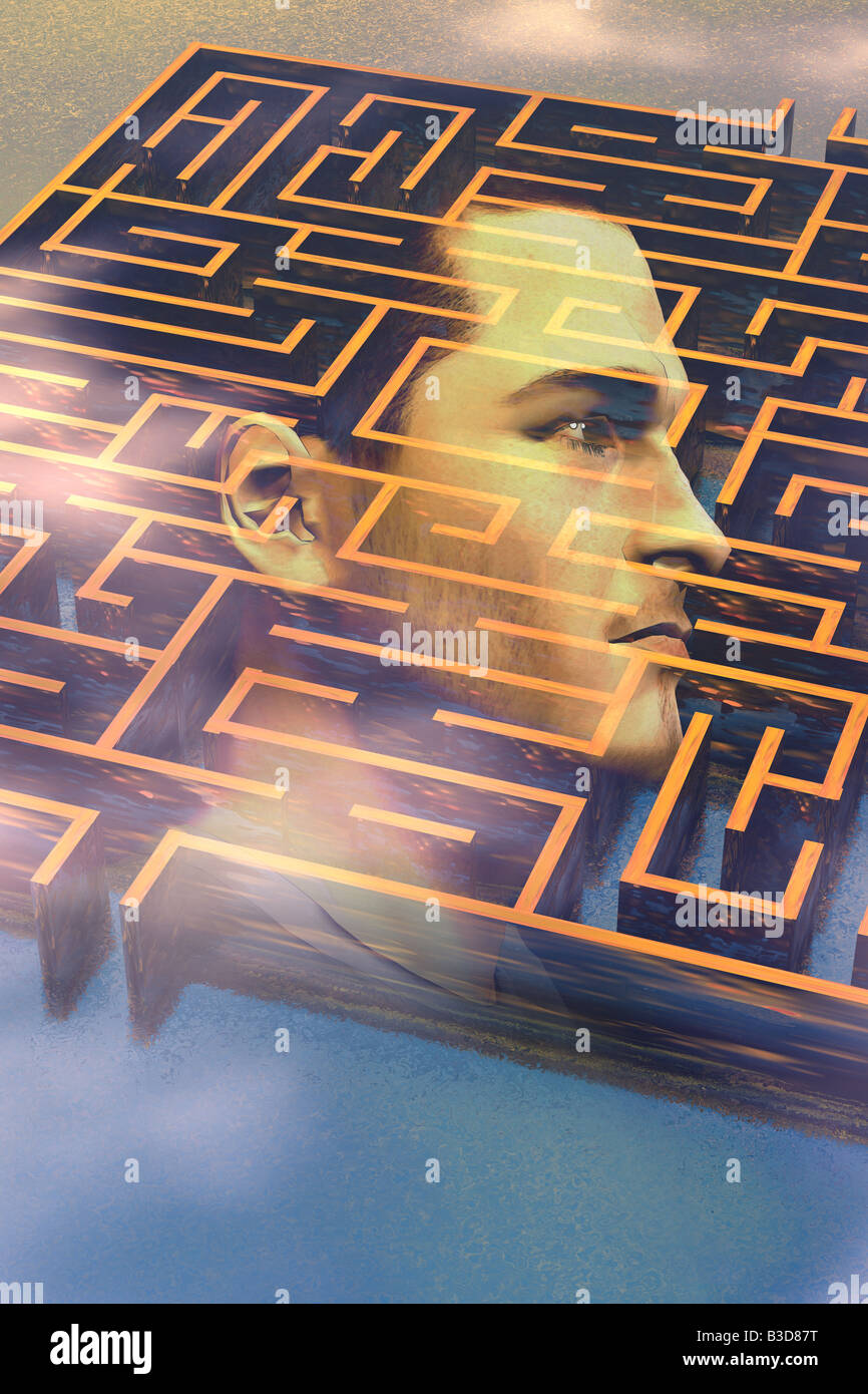 Man with a maze Stock Photo - Alamy