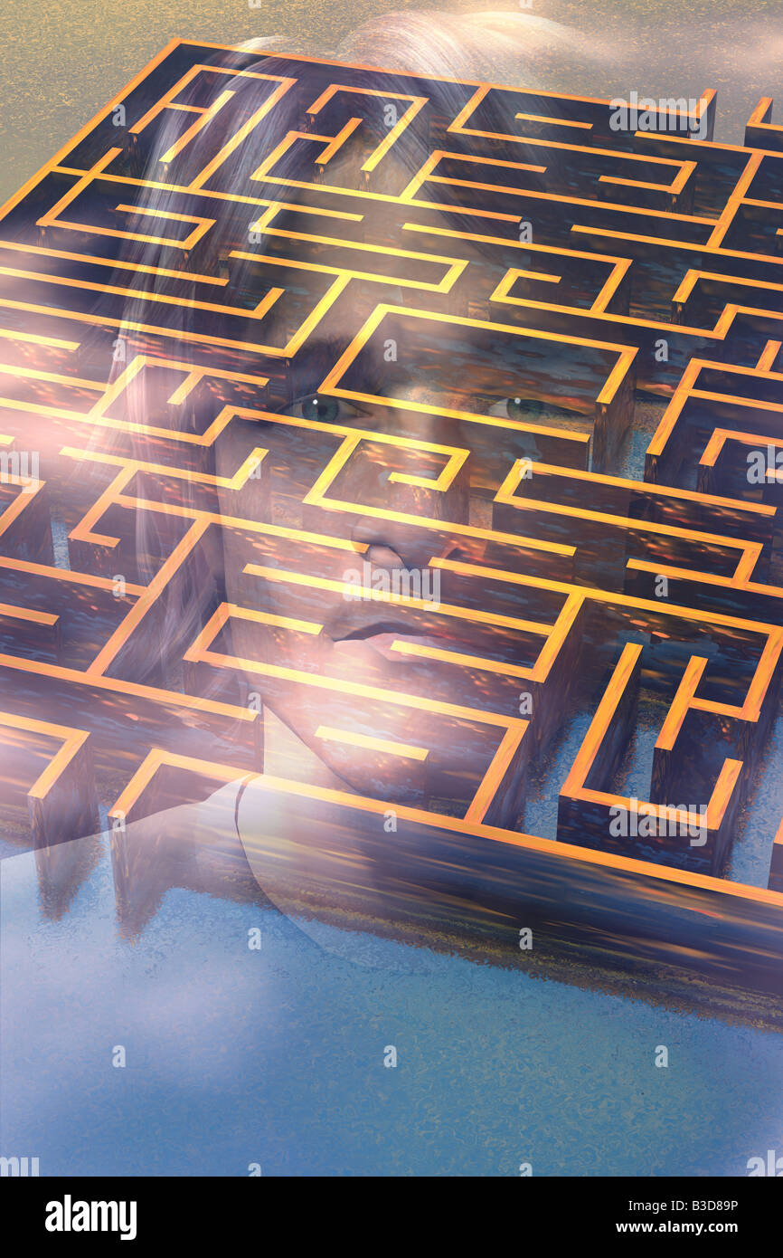 Man with a maze Stock Photo - Alamy